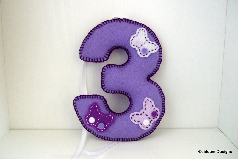 Lilac Butterfly Felt Number Decorations on Luulla
