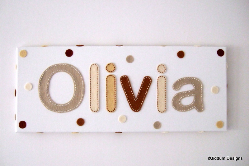 Baby Boy Or Girl's Caramel Personalised Name Canvas on Luulla