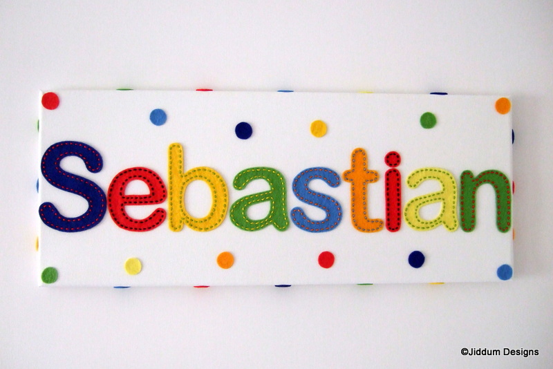 Child's Mixed Colour Personalised Handstitched Felt Name Canvas on Luulla