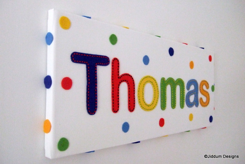 Child's Mixed Colour Personalised Handstitched Felt Name Canvas on Luulla