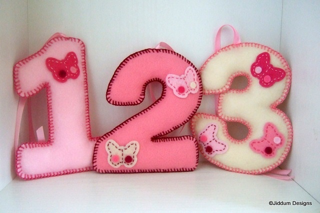 Pink Butterfly Felt Number Decorations on Luulla