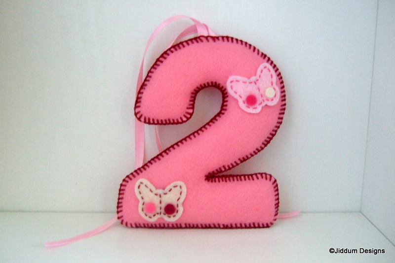 Pink Butterfly Felt Number Decorations on Luulla