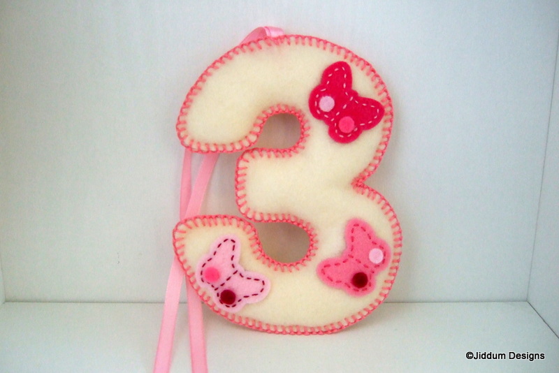Pink Butterfly Felt Number Decorations on Luulla