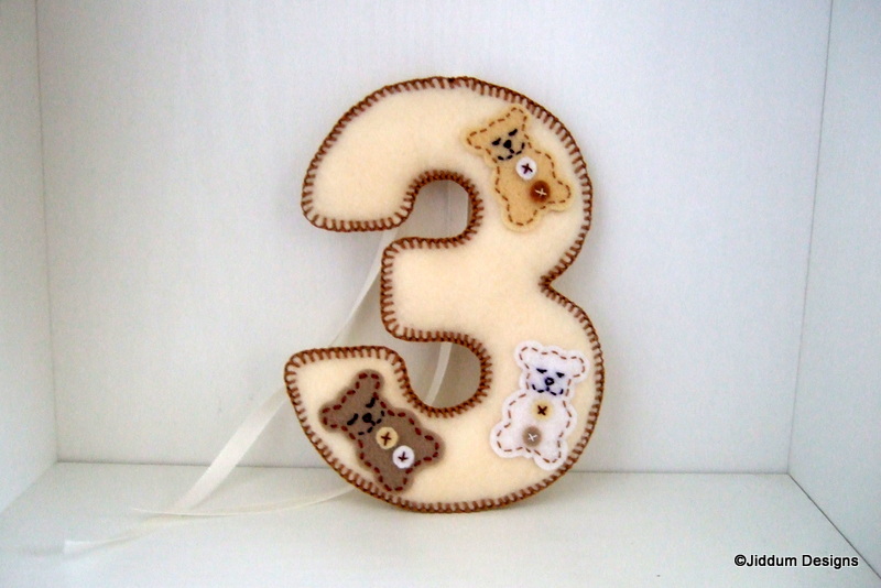 Teddy Bear Felt Number Decorations on Luulla