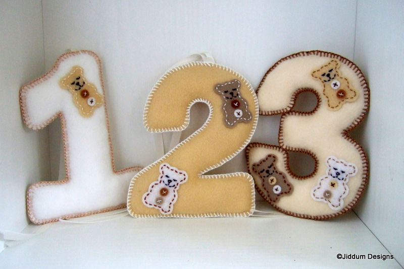 Teddy Bear Felt Number Decorations on Luulla